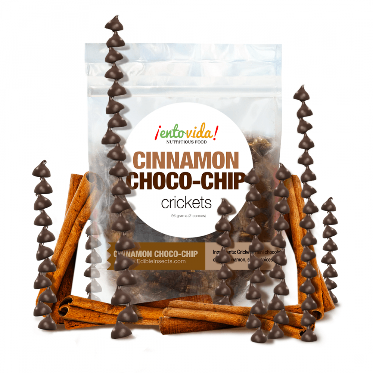 Cinnamon Choco-Chip Seasoned Roasted Crickets - Edible Insects